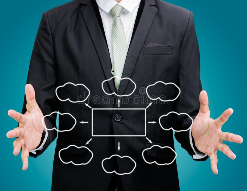 Businessman Standing Posture Hand Holding Strategy Flowchart Iso Stock ...