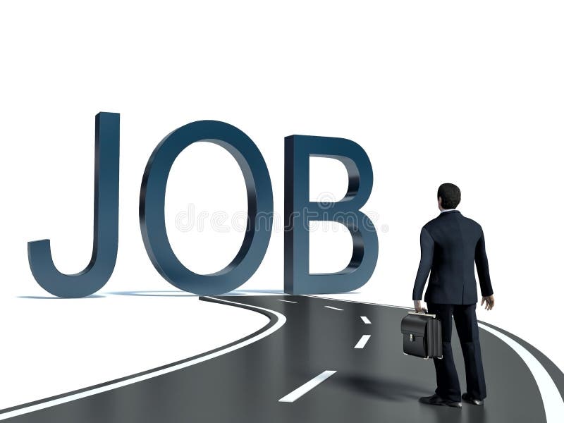 Businessman Standing on the Road and Text Work Stock Illustration ...