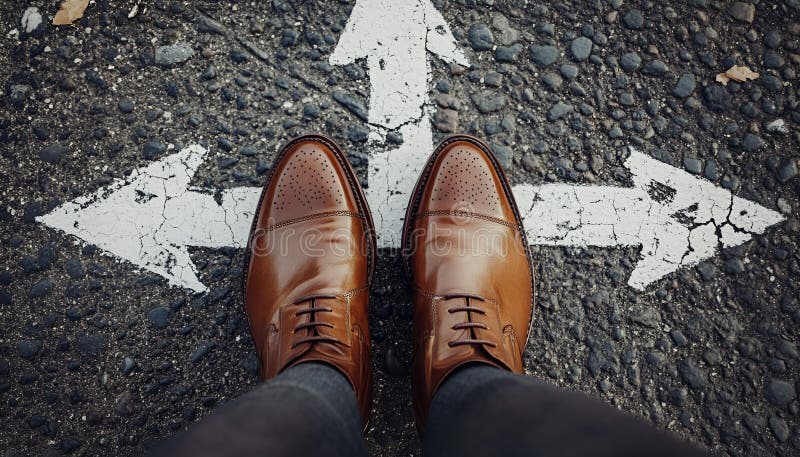 Businessman Standing on Road with Three Direction Arrow Choices ...