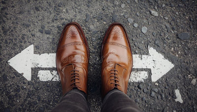 Businessman Standing on Road with Three Direction Arrow Choices ...