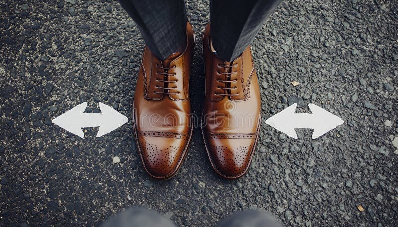 Businessman Standing on Road with Three Direction Arrow Choices ...