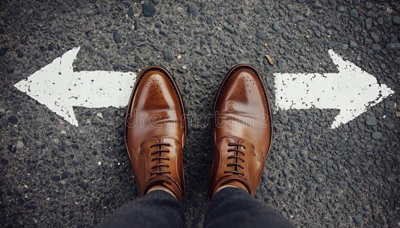 Businessman Standing on Road with Three Direction Arrow Choices ...