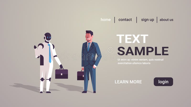 Businessman Standing with Robotic Character Human Vs Robot Business ...