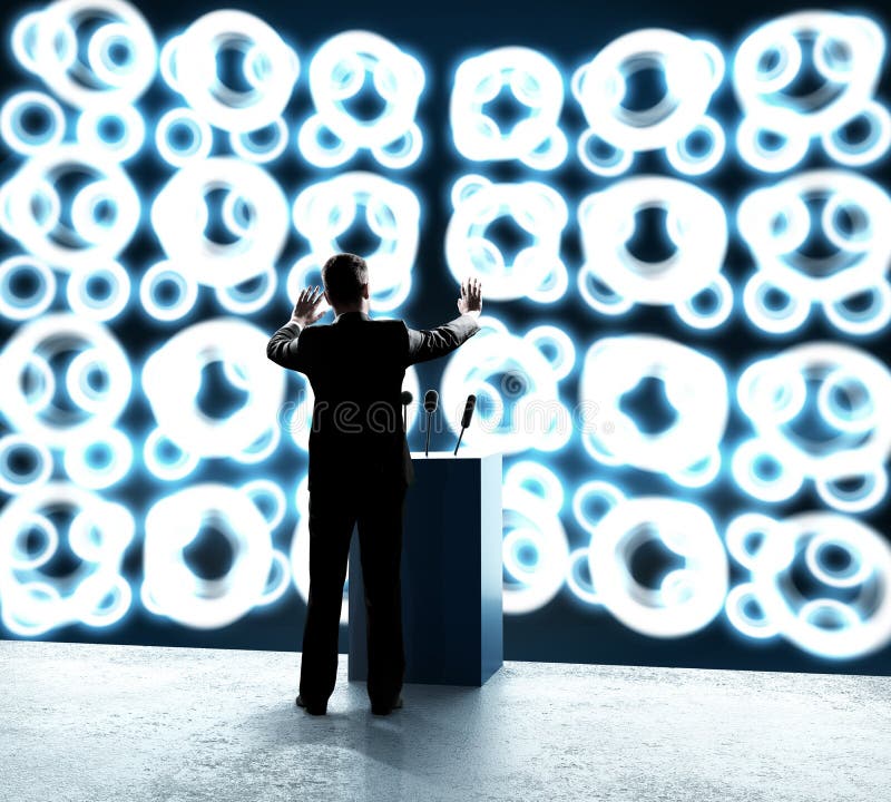 Businessman Standing on Rostrum Stock Image - Image of meeting ...