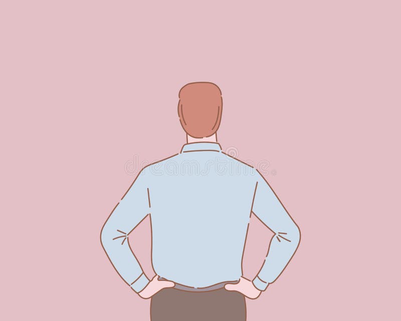 Businessman Standing View from Behind with Outline or Line and Clean ...