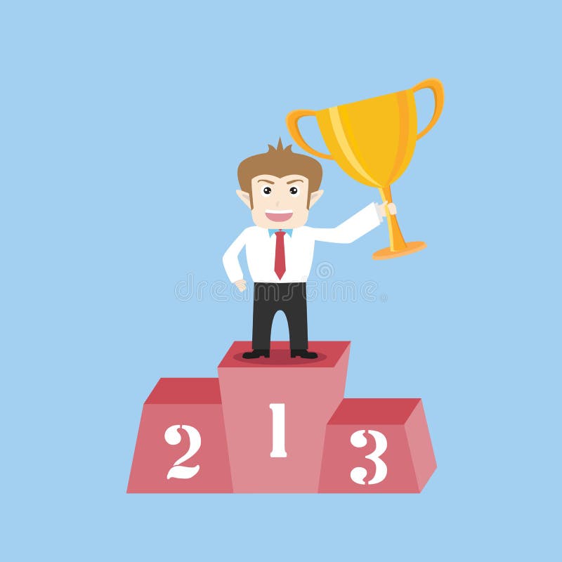 Businessman Standing on the Winning Stock Vector - Illustration of ...