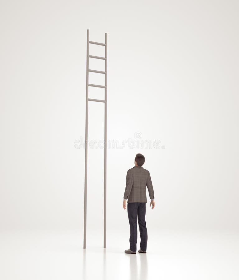 Businessman Stands in Front of the Ladder without Steps Stock ...
