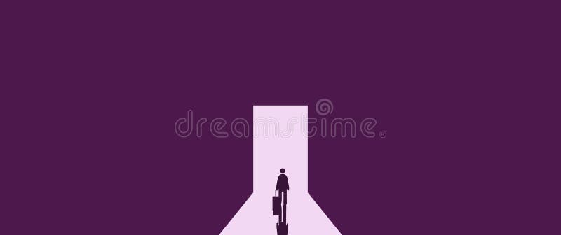 Set of Businessman Start and Steps into Future Door. Moving Forward To ...