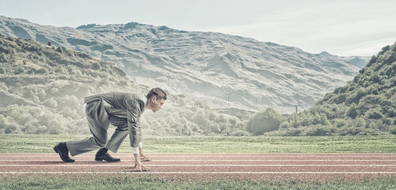 Businessman at start stock photo. Image of athlete, competitive - 45777942