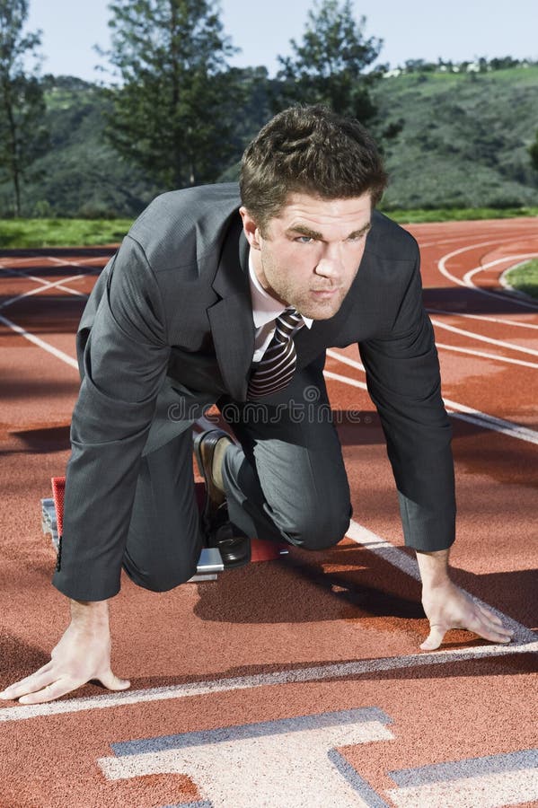 Businessman at Starting Blocks Stock Image - Image of beginnings, focus ...