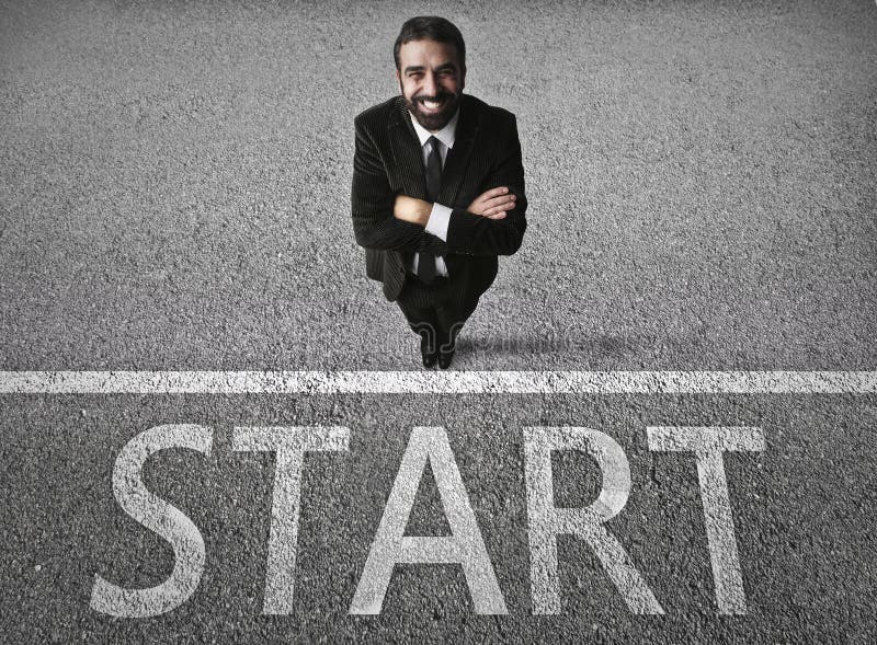 Businessman at Starting Line Stock Photo - Image of view, positive ...