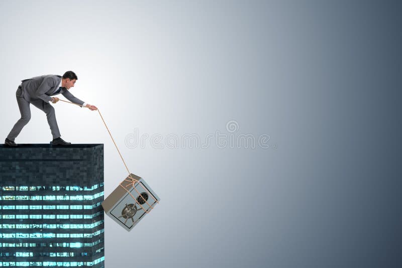 The Businessman Stealing Safe from Building Stock Image - Image of ...