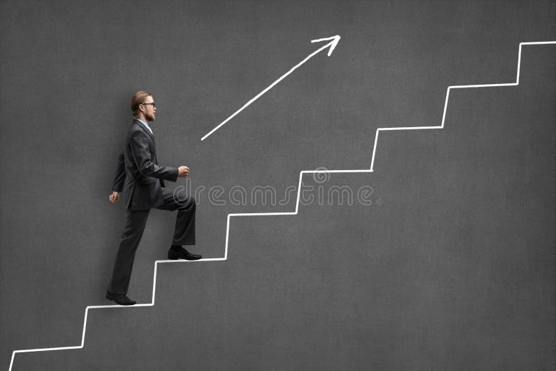 Businessman Stepped Up by Steps Stock Image - Image of business ...