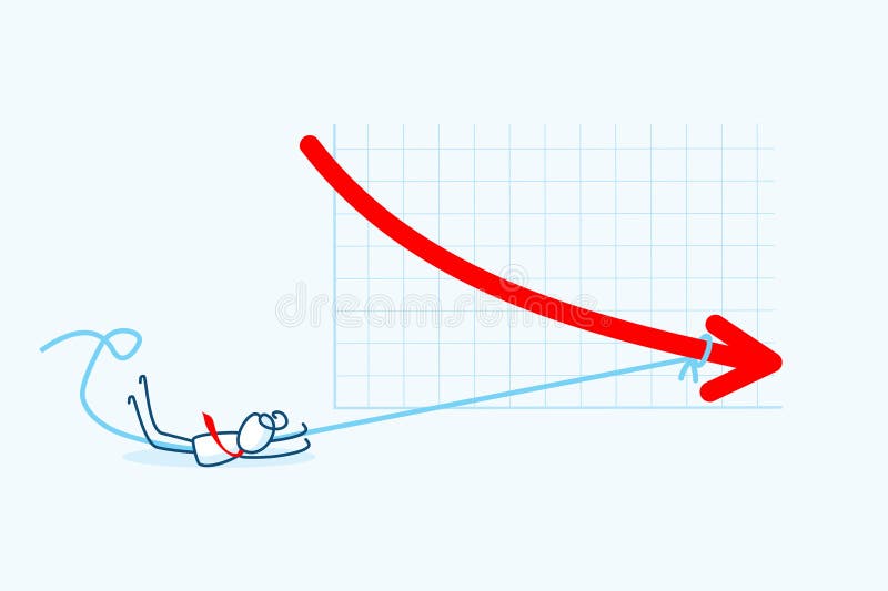 Businessman Stick Figure Character Downfall when Try To Hold Decrease ...