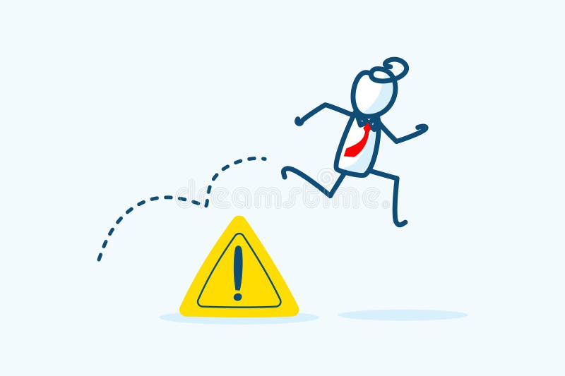 Businessman Stick Figure Character Jump Pass an Exclamation Attention ...