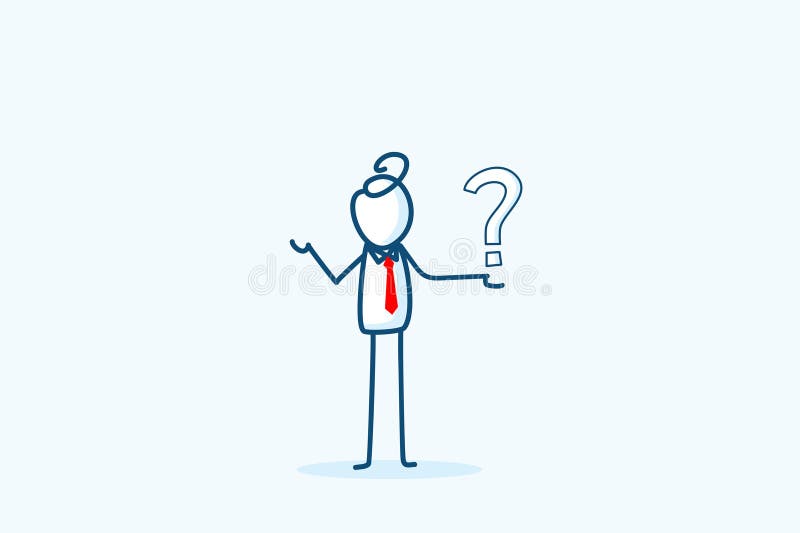 Businessman Stick Figure Character Showing a Small Question Mark on ...