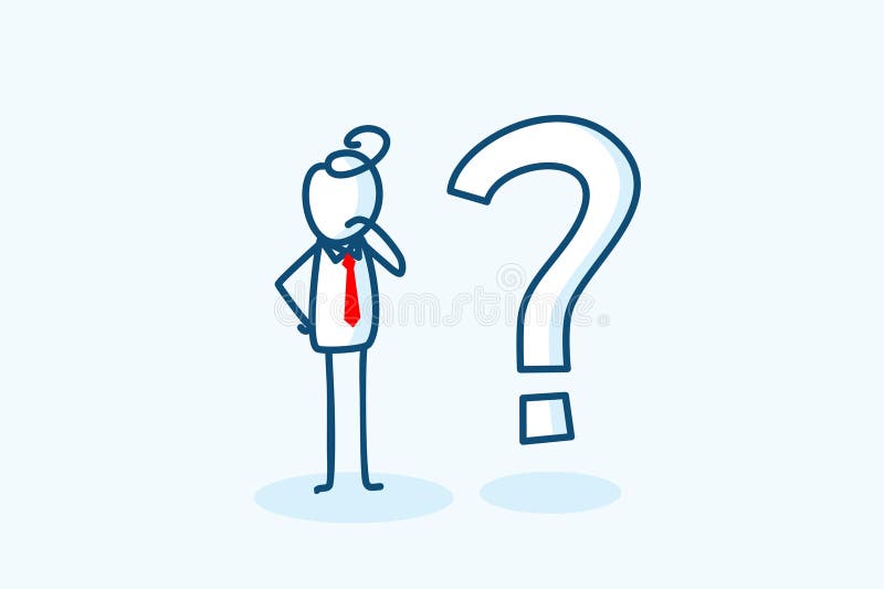 Businessman Stick Figure Character Thinking while Looking at Big ...