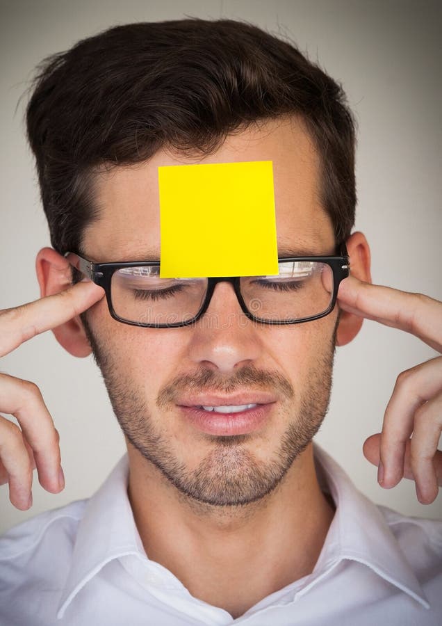 Businessman with Sticky Notes Stuck on His Face Stock Image - Image of ...