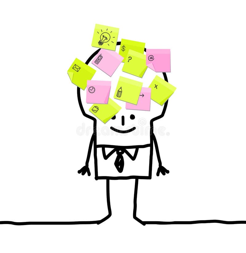 Businessman with Sticky Notes Stock Vector - Illustration of notes ...