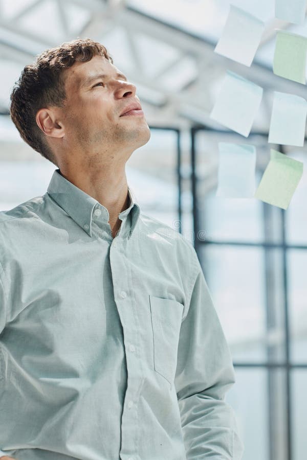 Businessman, Sticky Notes and Work Schedule for Project Planning Stock ...
