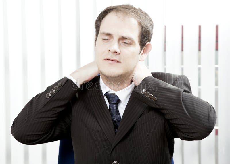 Businessman with a Stiff Neck Stock Image - Image of grimace, exhausted ...