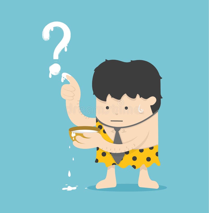 Businessman of the Stone Age with Question Mark Stock Vector ...