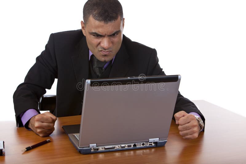 Businessman is Stressed with Computer Crash Stock Photo - Image of ...