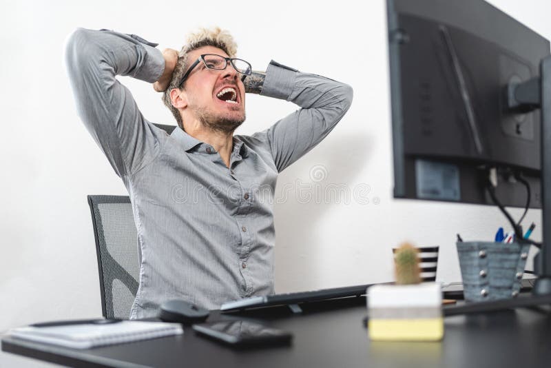 Man Stressed Out At Work
