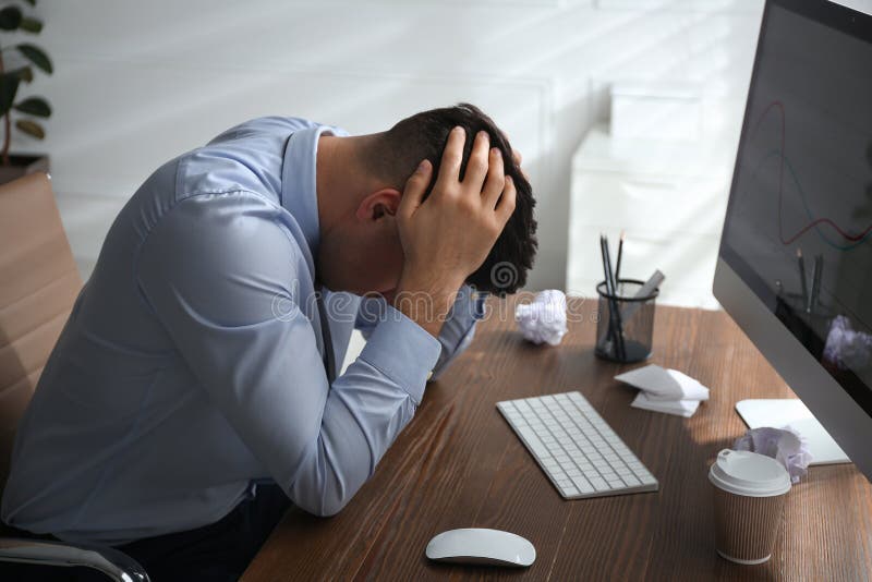 Businessman Stressing Out at Workplace in Office Stock Photo - Image of ...
