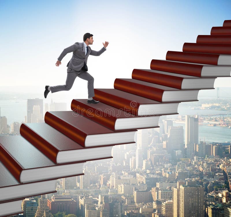 Businessman Student Climbing the Ladder of Education Books Stock Photo ...