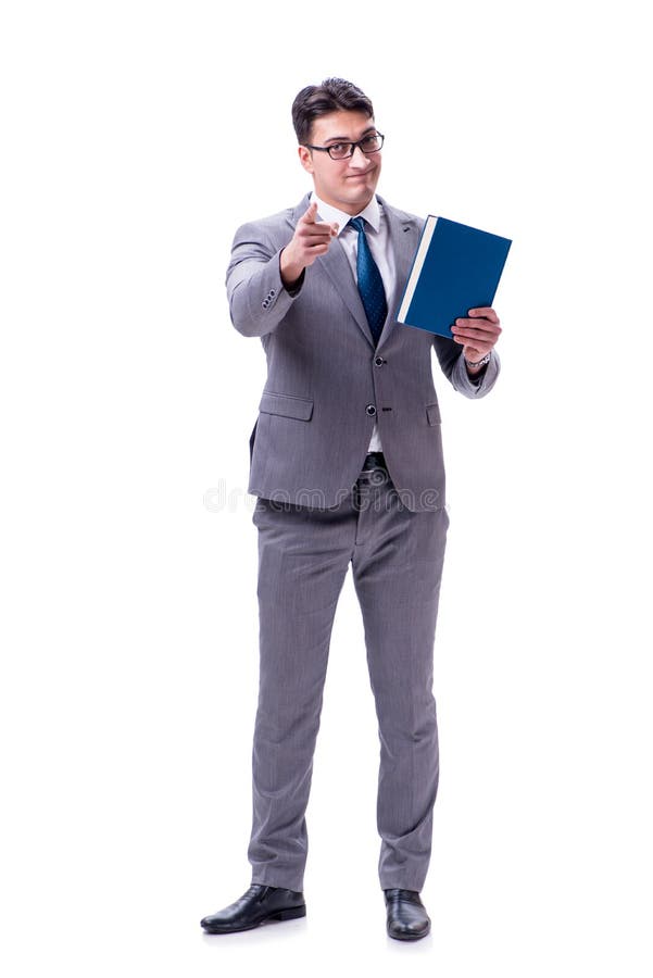 The Businessman Student Reading a Book Isolated on White Background ...