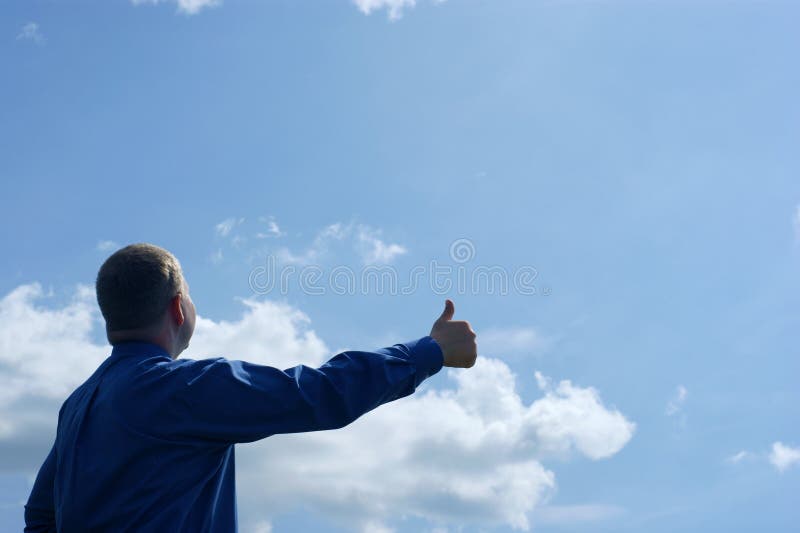 Businessman, Success on Blue Sky Stock Image - Image of concept ...