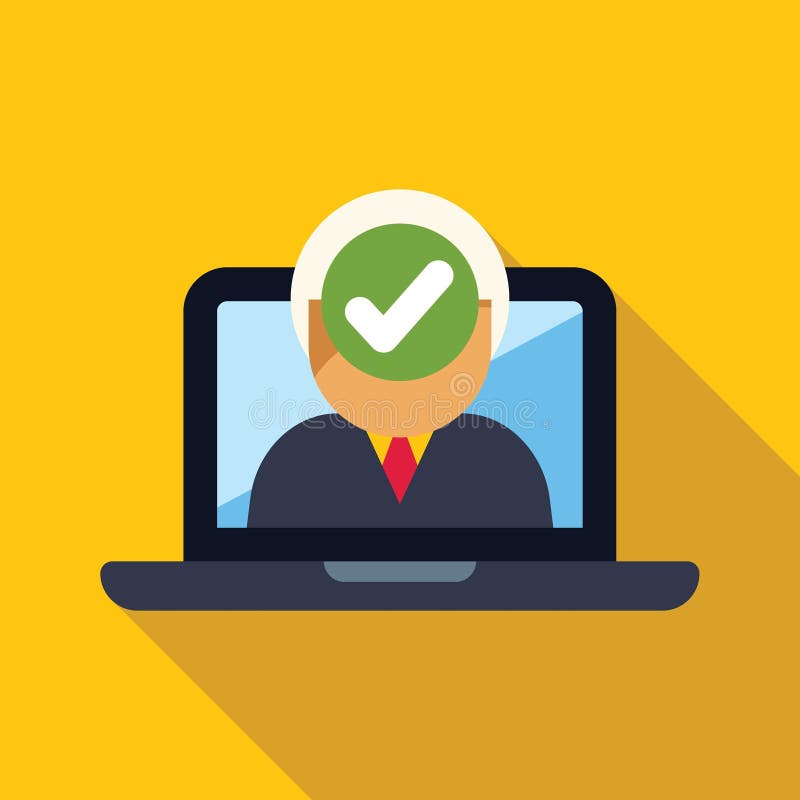 Businessman Successfully Passing Online Verification Process on Laptop ...