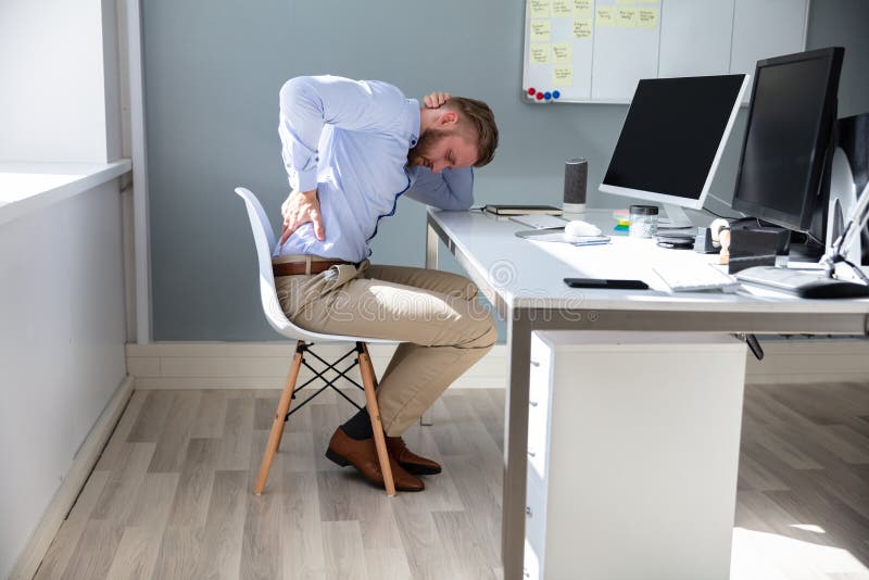 Businessman with Lower Back Ache Stock Photo - Image of desk ...