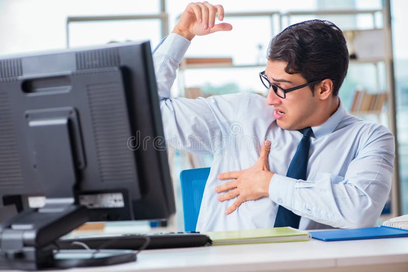 The Businessman Suffering from Excessive Armpit Sweating Stock Photo ...