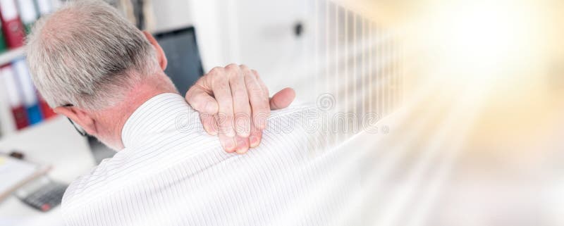 Businessman Suffering from Neck Pain; Multiple Exposure Stock Image ...
