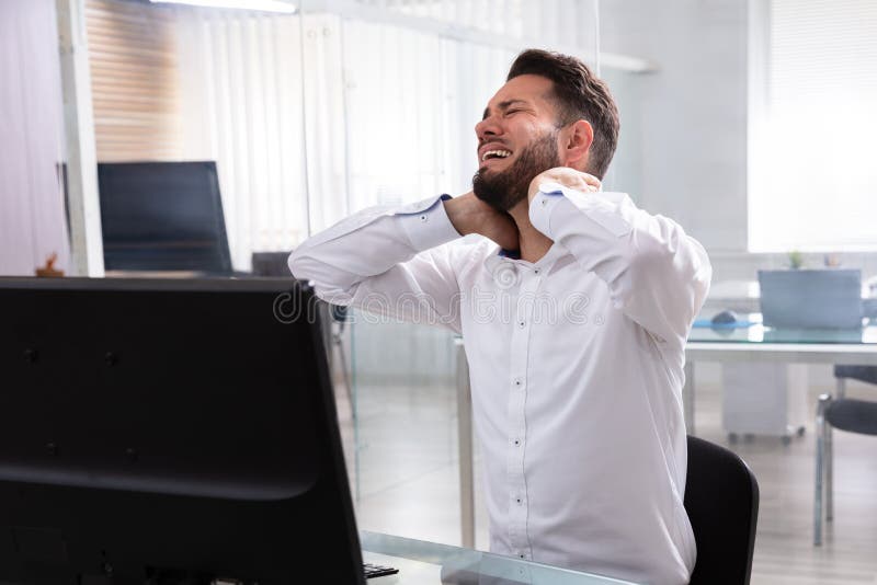Businessman Suffering from Neck Pain Stock Photo - Image of joints ...