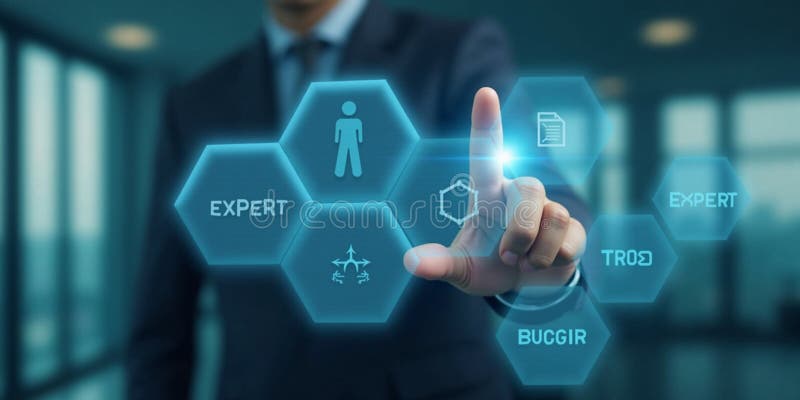 Expert Businessman Interacts with Futuristic Interface Stock ...