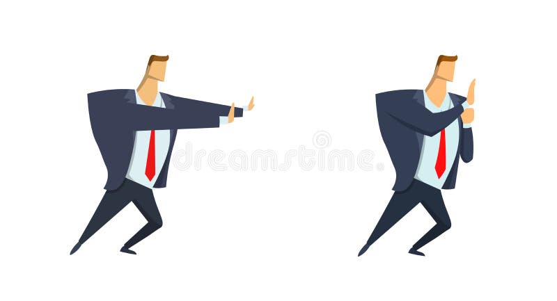 Businessman in Suit Moving or Pushing Something. Copyspace. Set of Two ...