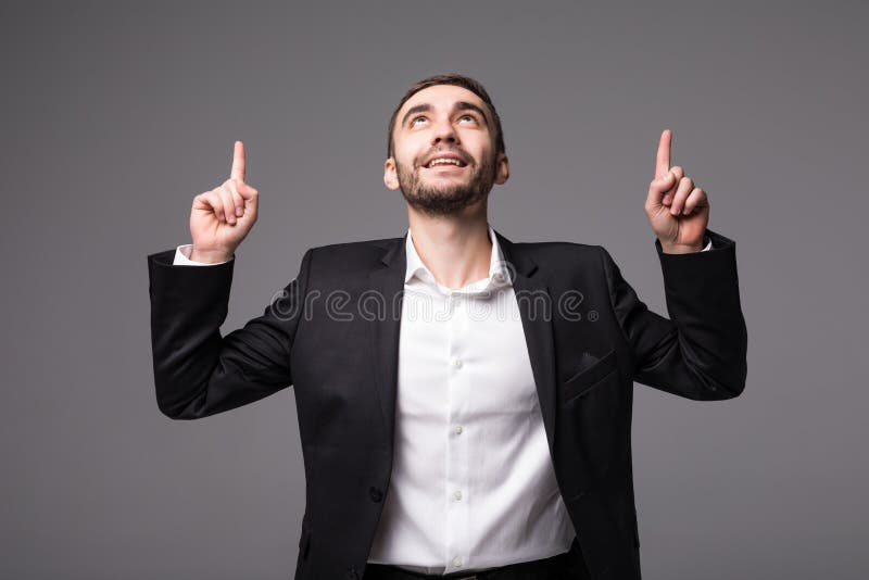 Businessman in Suit Pointed and Look Up Stock Image - Image of pointed ...