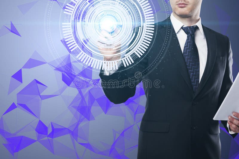 Businessman Pushing Digital Button Stock Photo - Image of creative ...