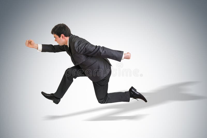 Businessman with Suit Running Away from a Boss Pressure Stock Photo ...