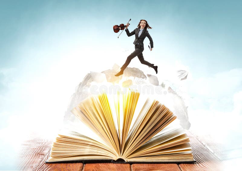 Businessman in Suit Running on Top of a Book Stock Image - Image of ...