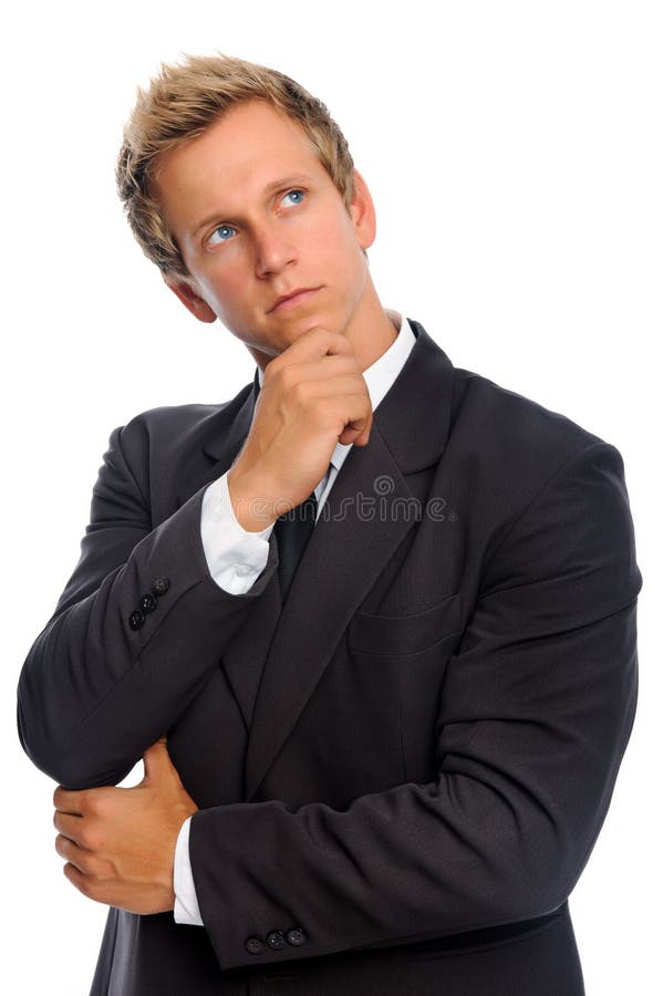Businessman in Suit Thinking Stock Photo - Image of attitude, eyed ...