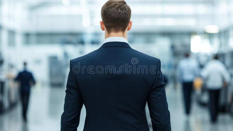 Businessman in Suit, Viewed from the Back, in a Modern Office ...