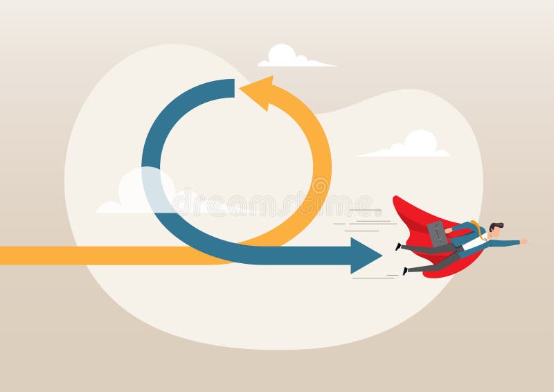 Businessman Superhero Fly with Agile Cycle Stock Vector - Illustration ...