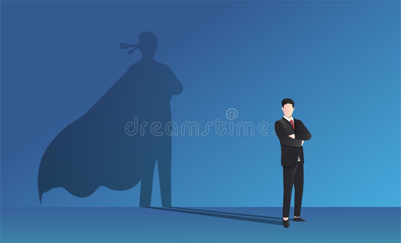 Businessman with Superhero Shadow Vector Illustration Stock Vector ...
