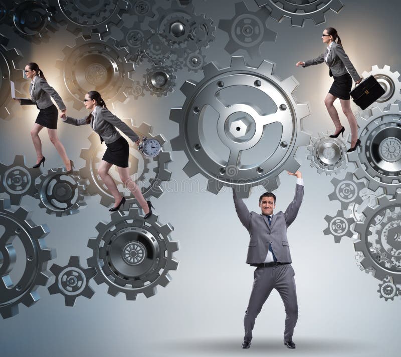 Businessman Supporting Gear in Teamwork Concept Stock Image - Image of ...