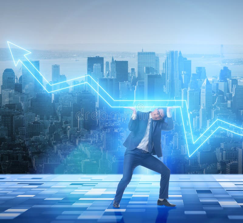 Businessman Supporting Increase in Economy Stock Illustration ...