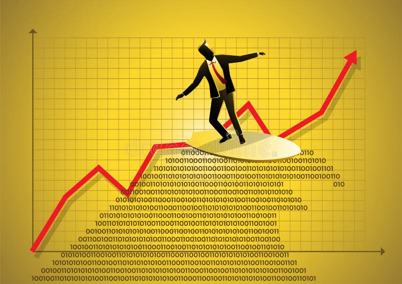 Businessman Surfing a Tsunami Wave of Computer Data Stock Vector ...